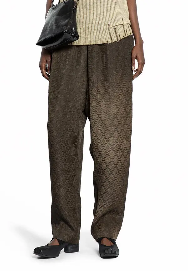 UMA WANG Palmer Cupro Satin Diamond Jacquard Wide Leg Pants