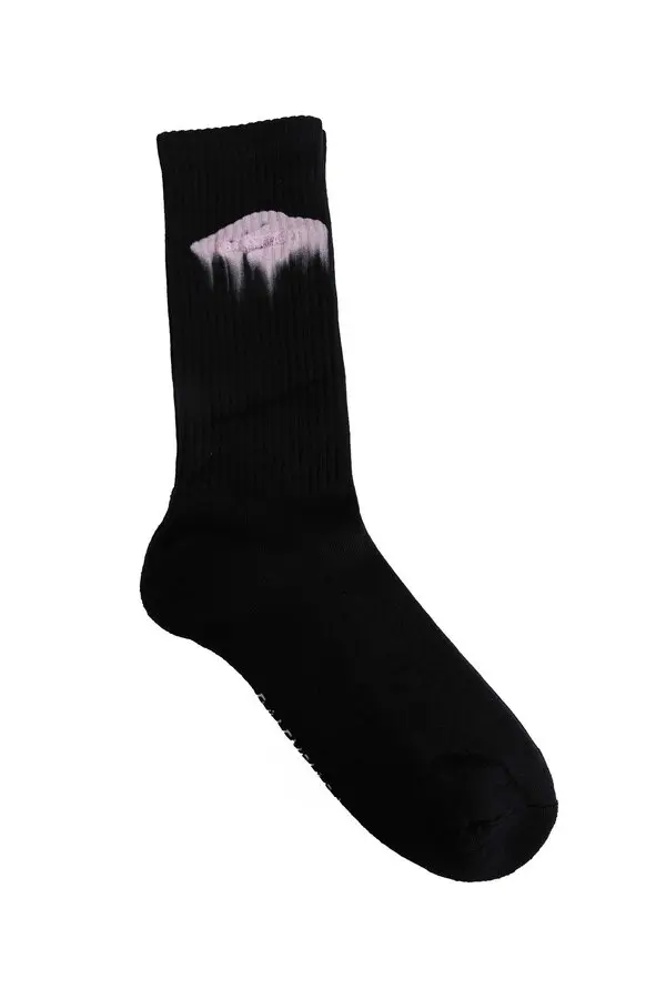 Balenciaga Crew Socks With Wet Brush Graphic - Black