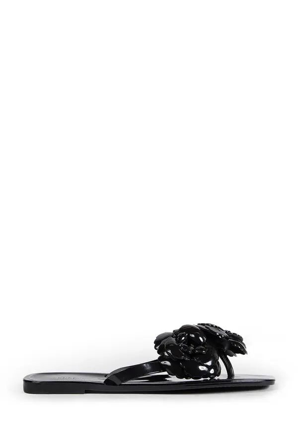 Coperni Silicone Flower Thong Flat Sandals - Black
