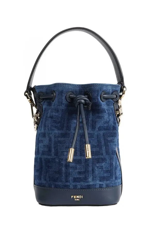Fendi Mini Mon Trésor Ff Denim Flock Bucket Bag