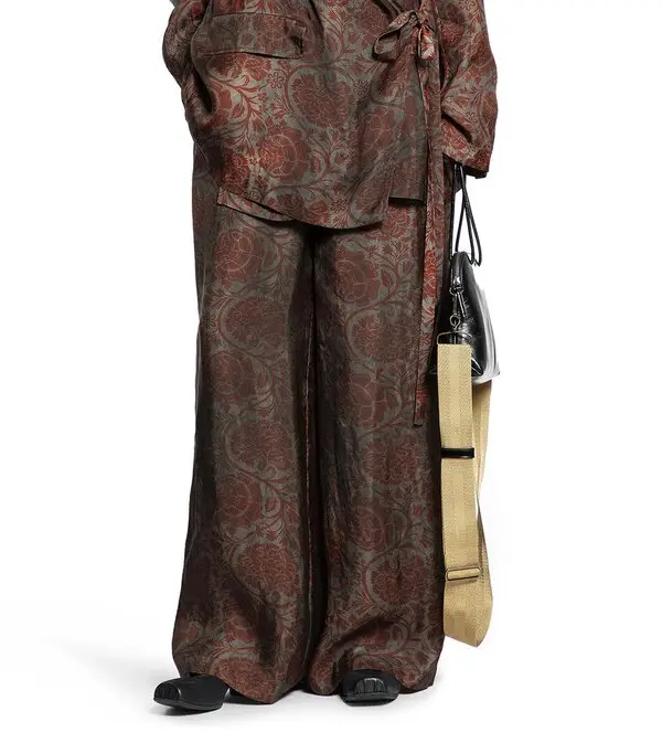 UMA WANG Floral Print Wide-leg Trousers
