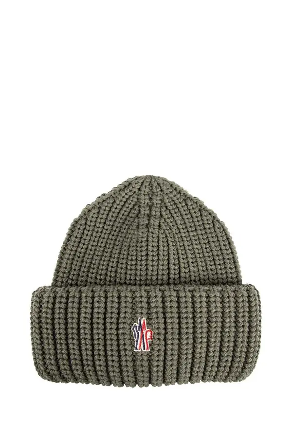 Moncler Logo Wool Beanie - Green