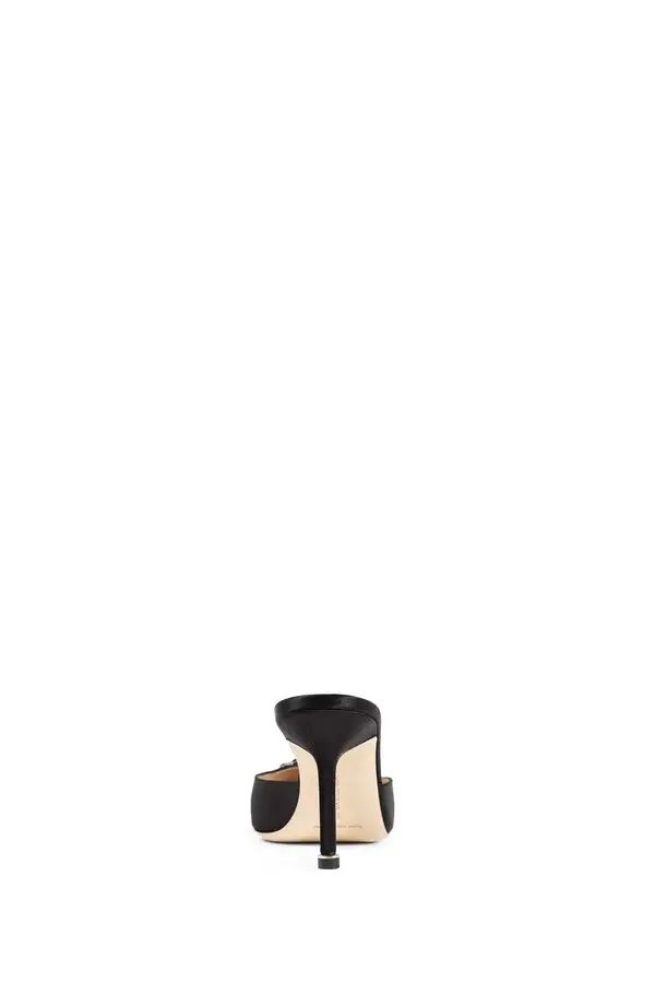 Manolo Blahnik Hangimisu Satin Buckle Mules