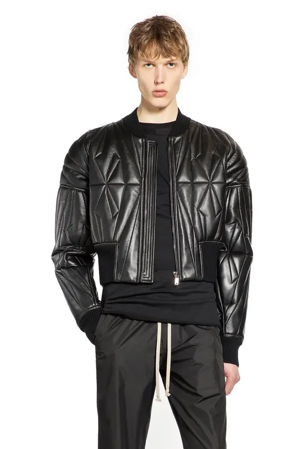 Rick Owens Moncler X Cropped Leather Bomber Jacket