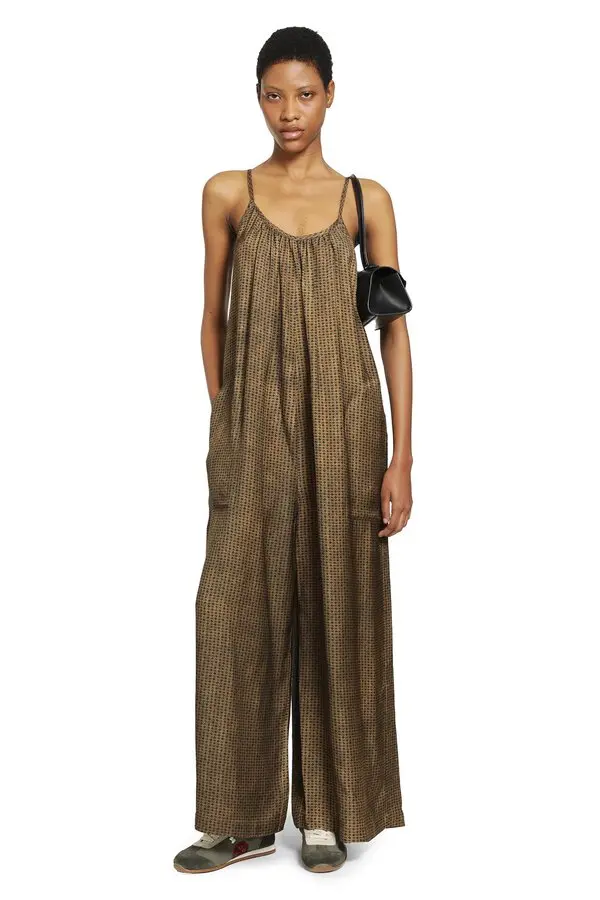 UMA WANG Multicolor Graphic Pattern Print Viscose Twill Jumpsuit - Orange