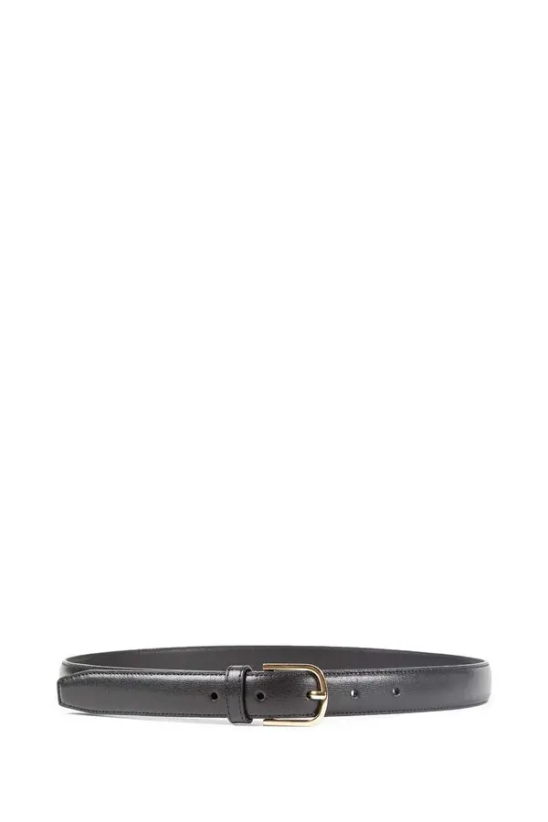 TOTEME Slim Leather Trouser Belt With Gold-tone Buckle - Black