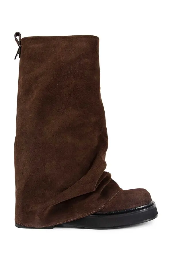 Attico Robin Suede Combat Boots - Brown