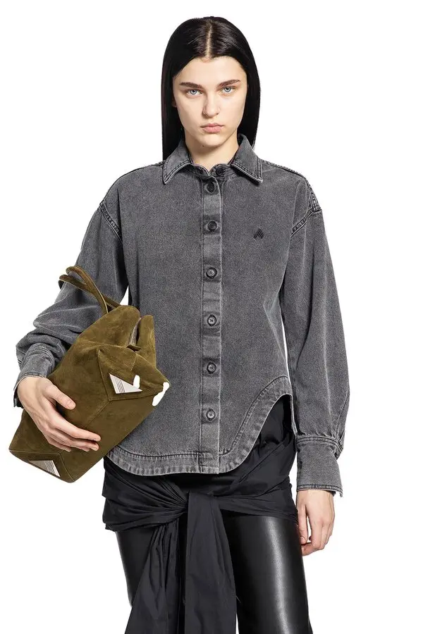 Attico Eliza Washed Denim Shirt - Black