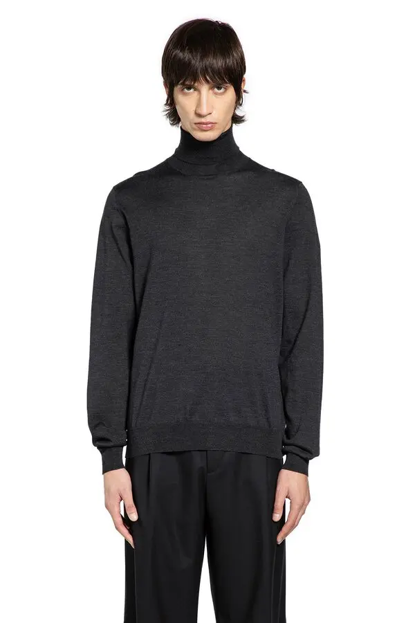 LARDINI Pure Virgin Wool Turtleneck Sweater - Grey