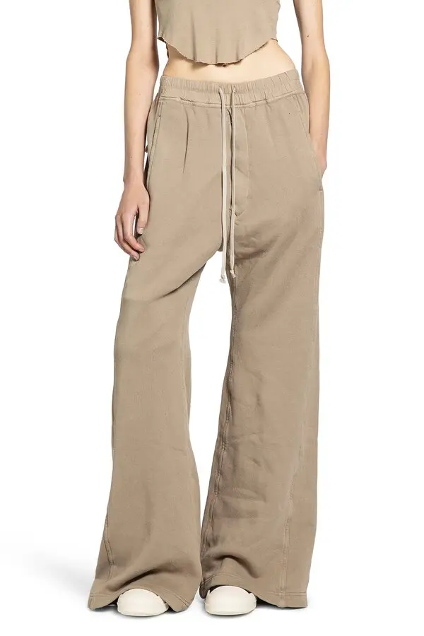 Rick Owens Wide Leg Floor Length Cotton Jersey Pants With Snap Closures