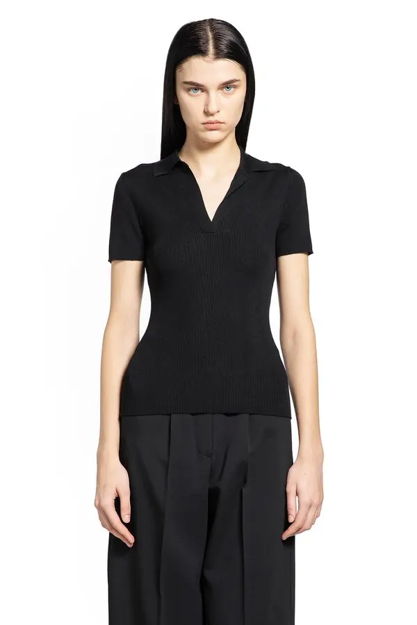 Max Mara Ribbed Knit Wool Polo Shirt