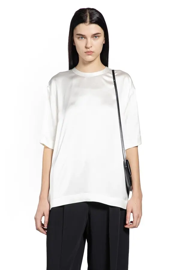 TOTEME Satin Round Neck Short Sleeve T-shirt