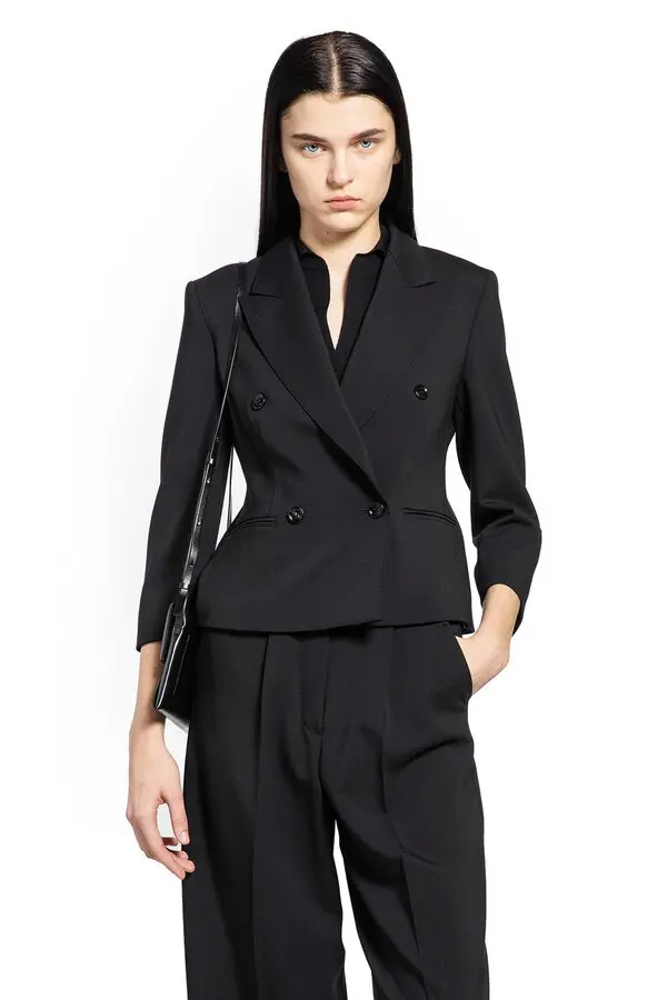 Max Mara Cropped Double-breasted Blazer In Stretch Wool