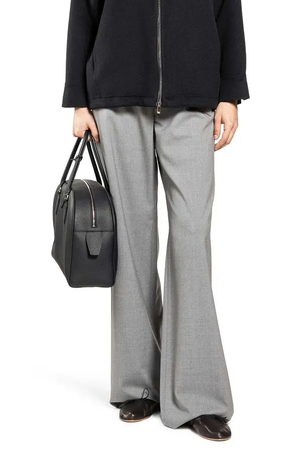 Max Mara Stretch Wool Cloth High-waisted Wide-leg Trousers
