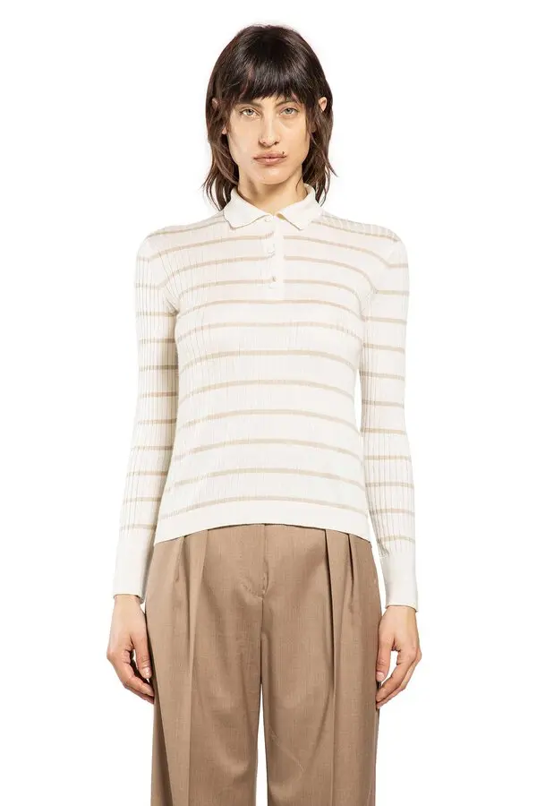 Max Mara Striped Cashmere Silk Polo