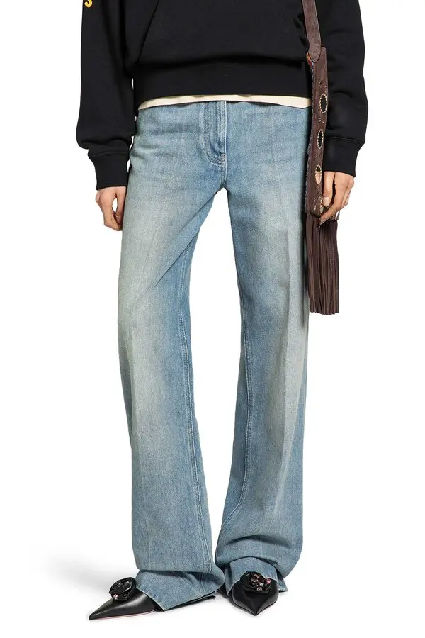 Valentino Garavani Medium Wash Pleated Denim Jeans