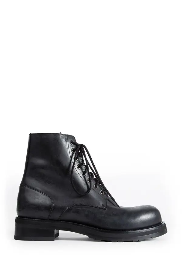 THE ROW Lug Sole Lace-up Distressed Leather Boots