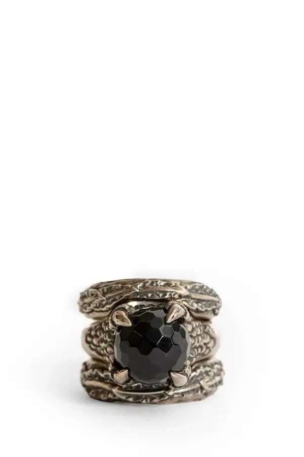 KD2024 Sterling And Onyx Ring Set - Silver