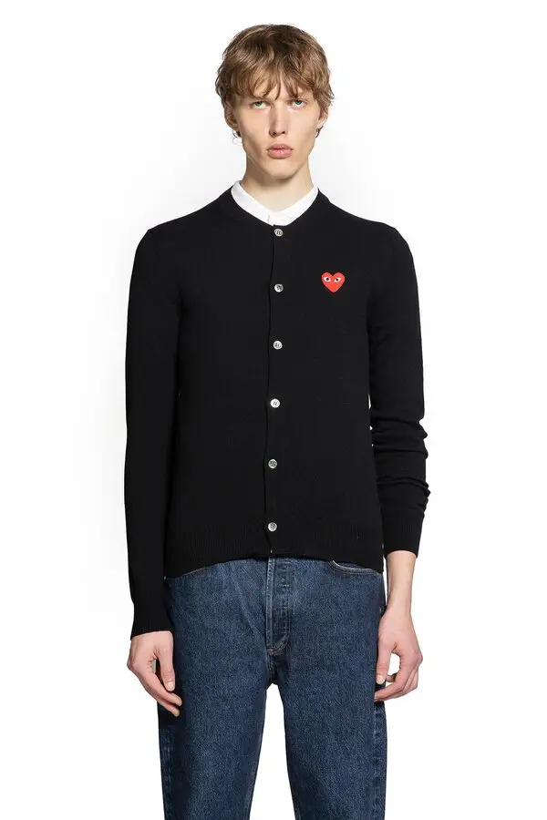 Play Comme Des Garcon Comme Des Garçons Play Wool Heart Cardigan - Black