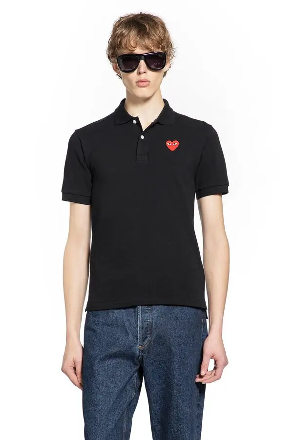 Play Comme Des Garcon Heart Cotton Polo Shirt