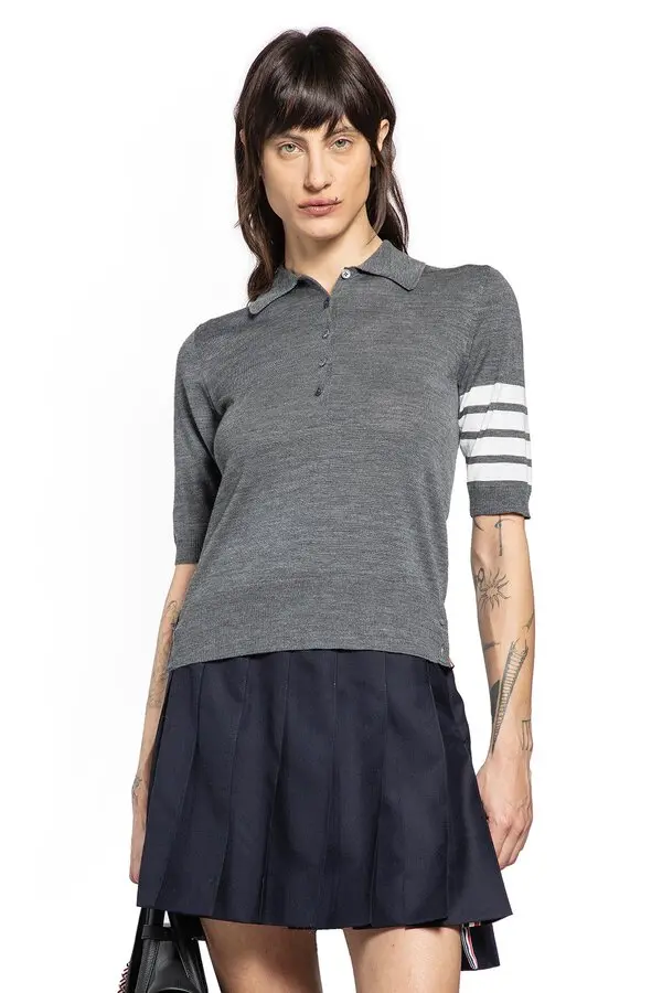 Thom Browne Merino Wool 4-bar Relaxed Fit Polo