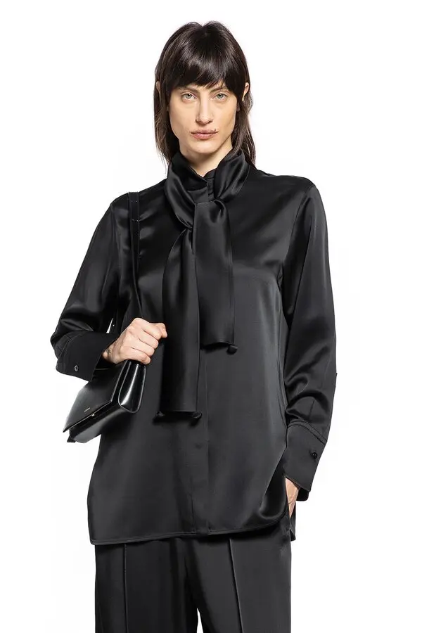 JIL SANDER Satin Lavallière Neck Shirt