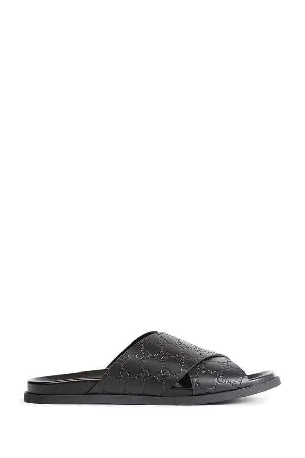 Gucci Embossed Gg Criss-cross Slip-on Sandals