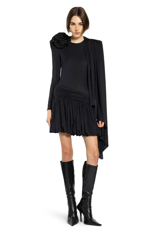 Vaquera Stretch Jersey Mini Dress With Flower Appliqu