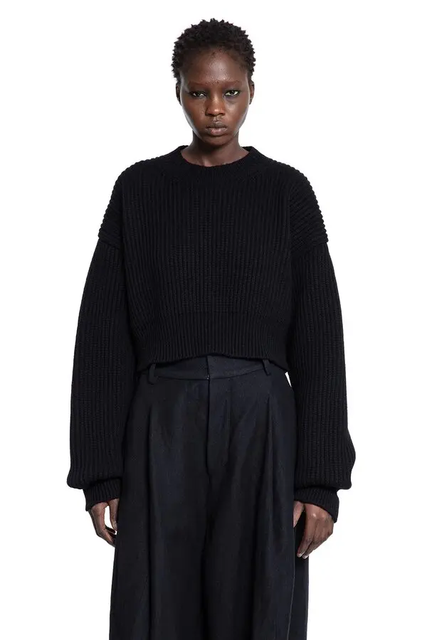 UMA WANG Cropped Ribbed Knit Sweater