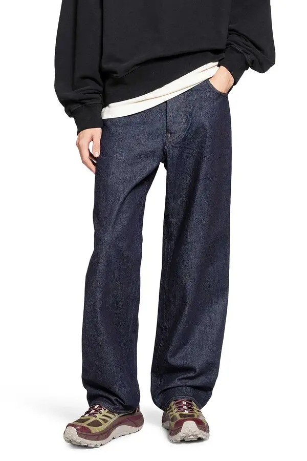 Stone Island Straight Leg Denim Jeans With Logo Patch
