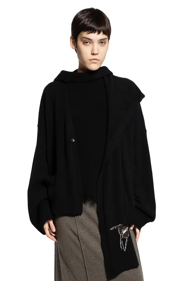 ZIGGY CHEN Hooded Cashmere Cardigan With Scarf Detail
