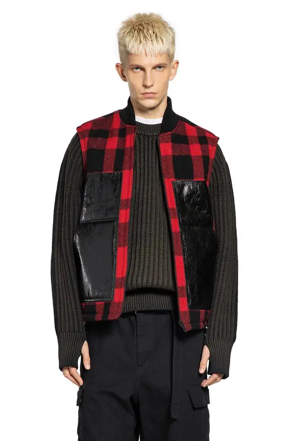 Junya Watanabe Wool And Leather Check Utility Vest