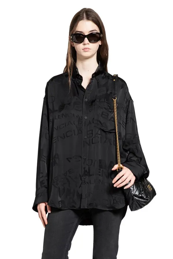 Balenciaga Logo Jacquard Satin Shirt