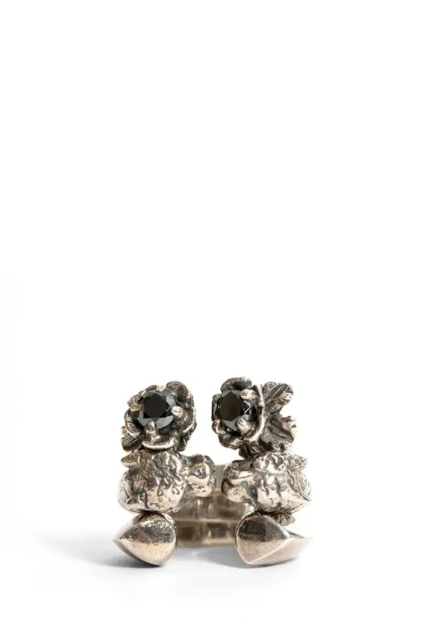 KD2024 Set Of Three Engraved Tiger Head Rings With Onyx Stones
