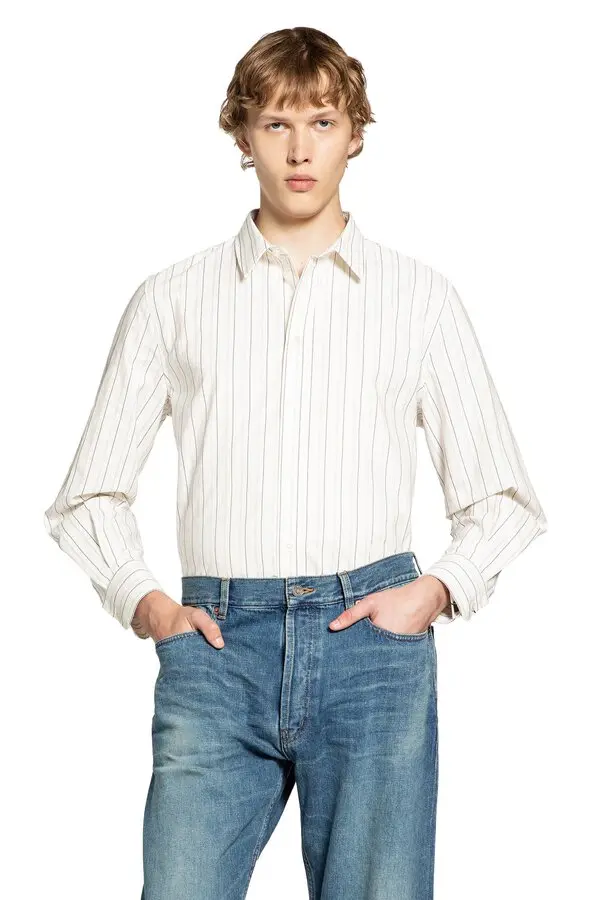 Saint Laurent Cassandre Striped Shirt - White