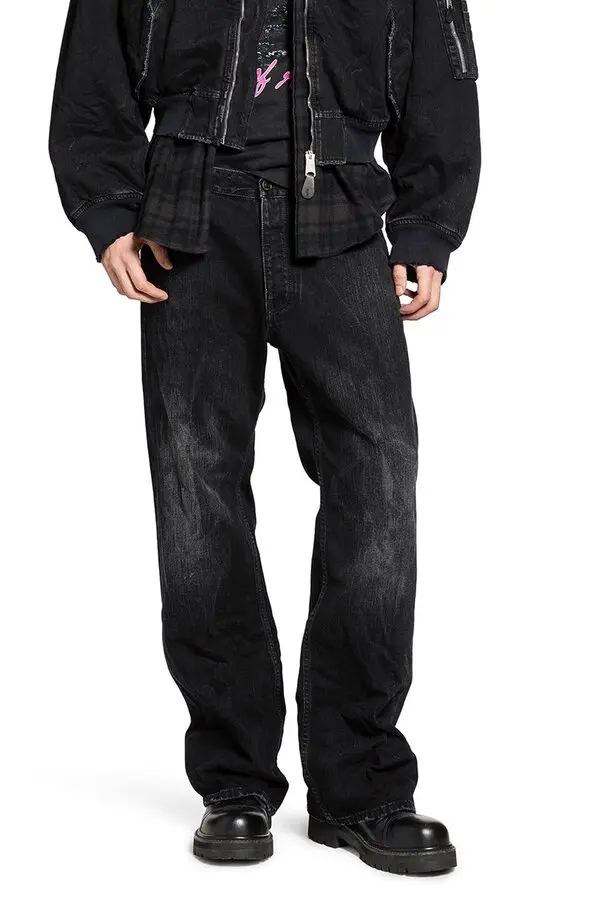 Balenciaga Distressed Baggy Jeans - Black