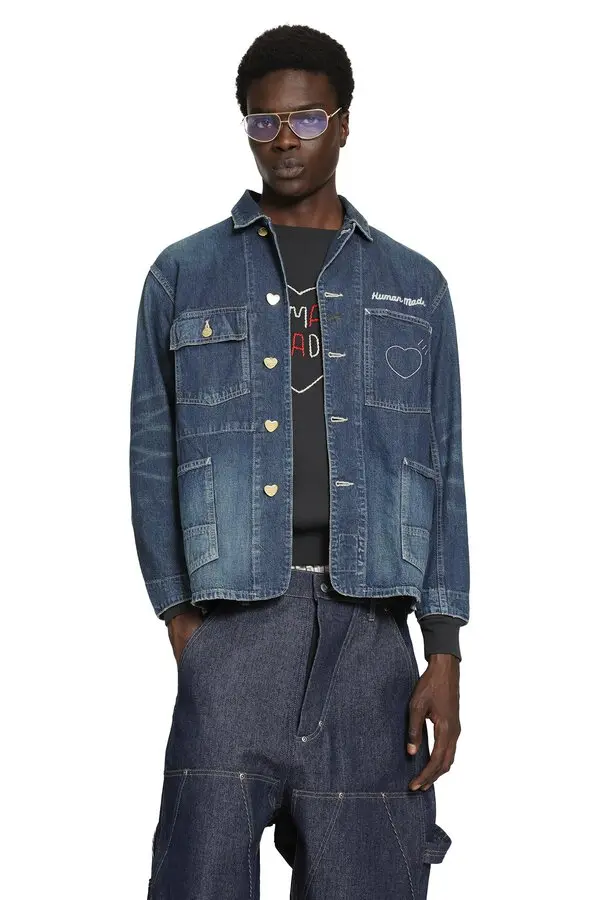 HUMAN MADE Denim Coverall Jacket With Graphic Motifs - Blue