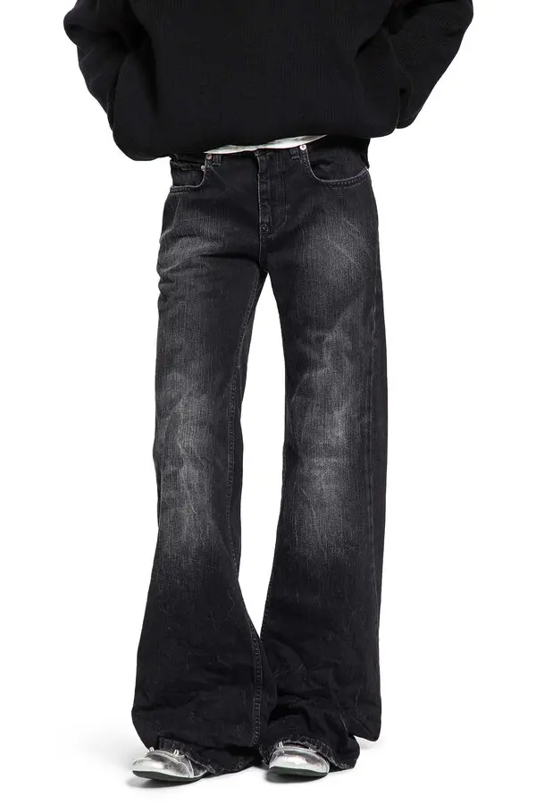 Balenciaga Wide-leg Washed Denim Pants - Black