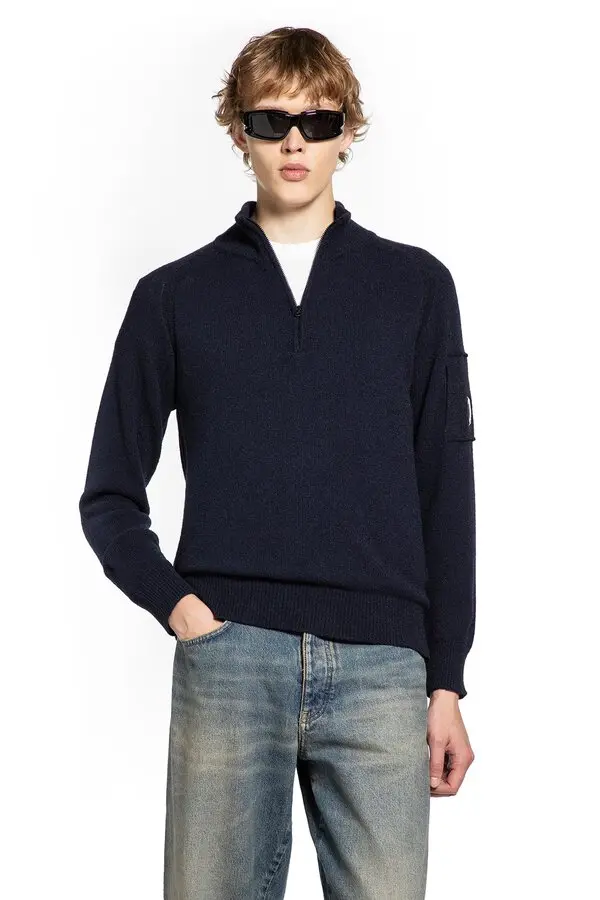 C.P. COMPANY Ribbed Knit Zip Up Cardigan