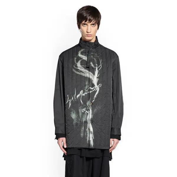 Yohji Yamamoto Tobacco Printed Padded Jacket - Black