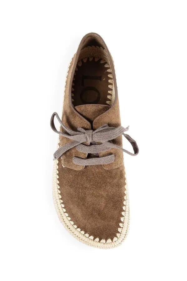 Loewe Rio Lace-up Flats In Suede