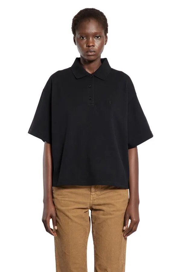 Saint Laurent Cassandre Embroidered Polo Shirt