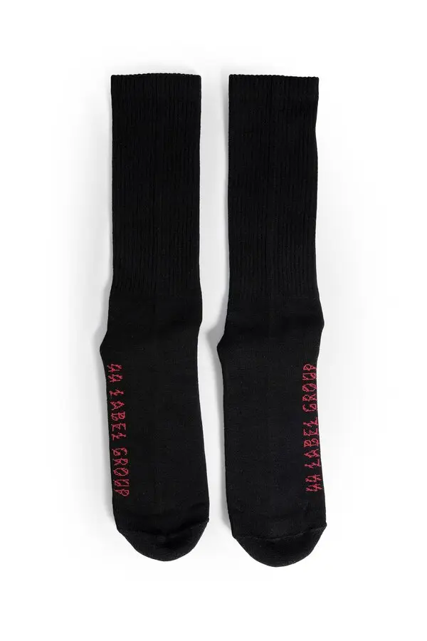 44 LABEL GROUP Ribbed Crew Socks With Jacquard Logo - Black