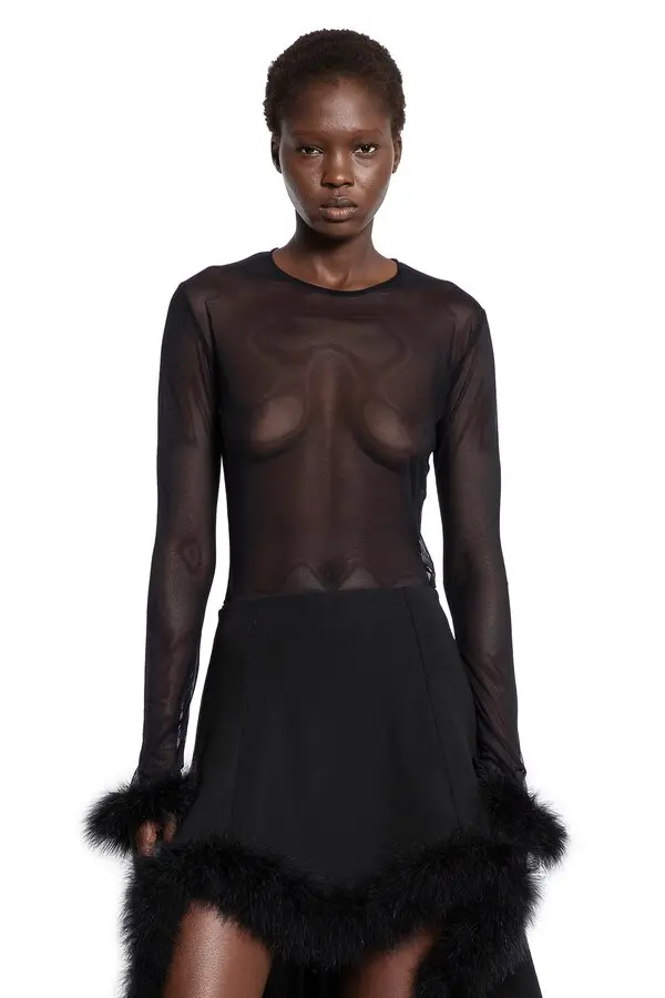 MUGLER Mesh Marabou Top