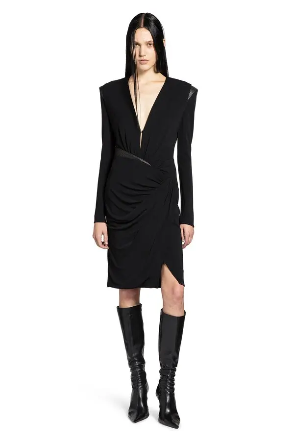 Versace Deep V-neck Crêpe Mini Dress With Ruched Detailing