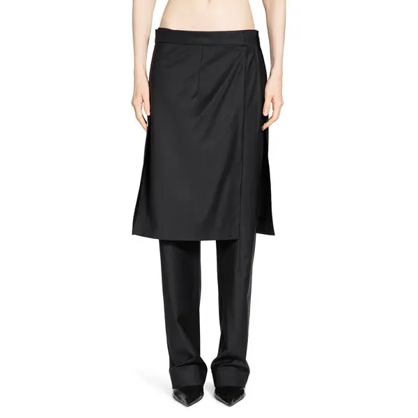 LITKOVSKA Wool Blend Pants With Skirt Overlay - Black