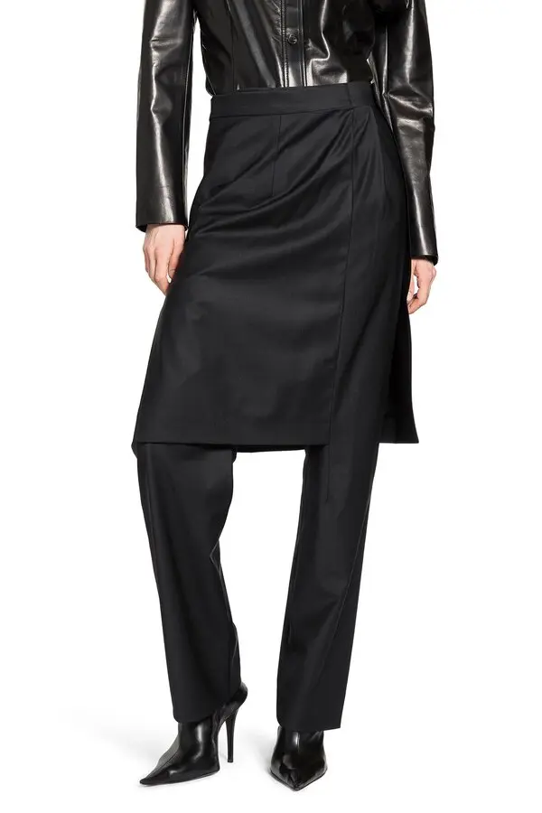 LITKOVSKA Wool Blend Layered Wrap Skirt Pants