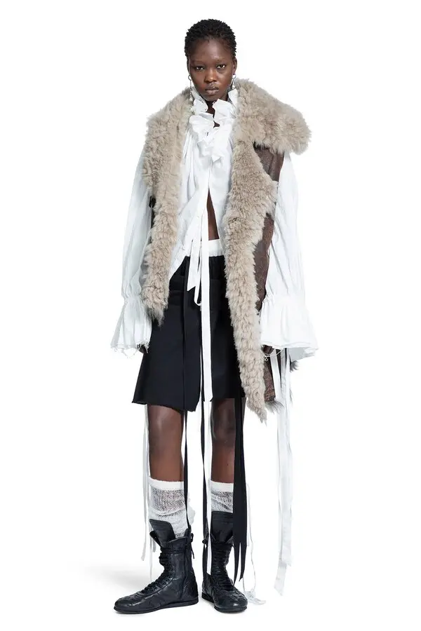 ANN DEMEULEMEESTER Asymmetric Shearling Vest - Brown
