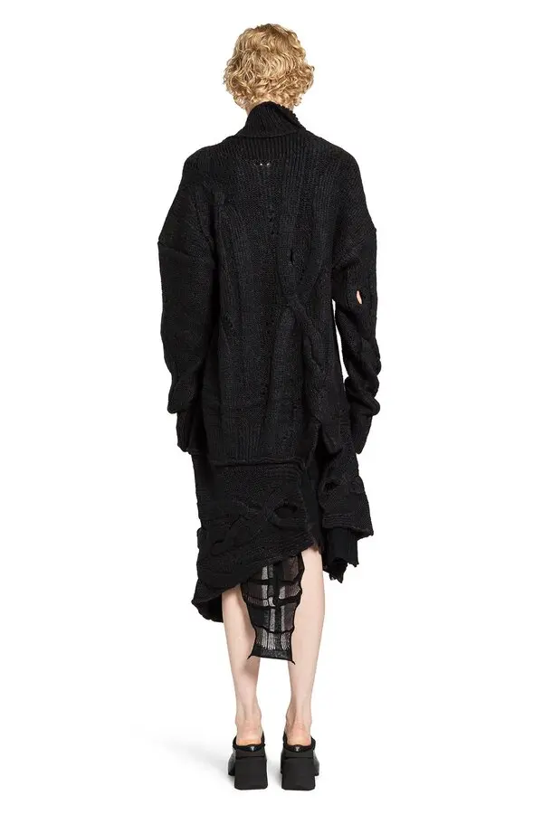 HALOS Alpaca Wool Cable Knit Coat With Distressed Details