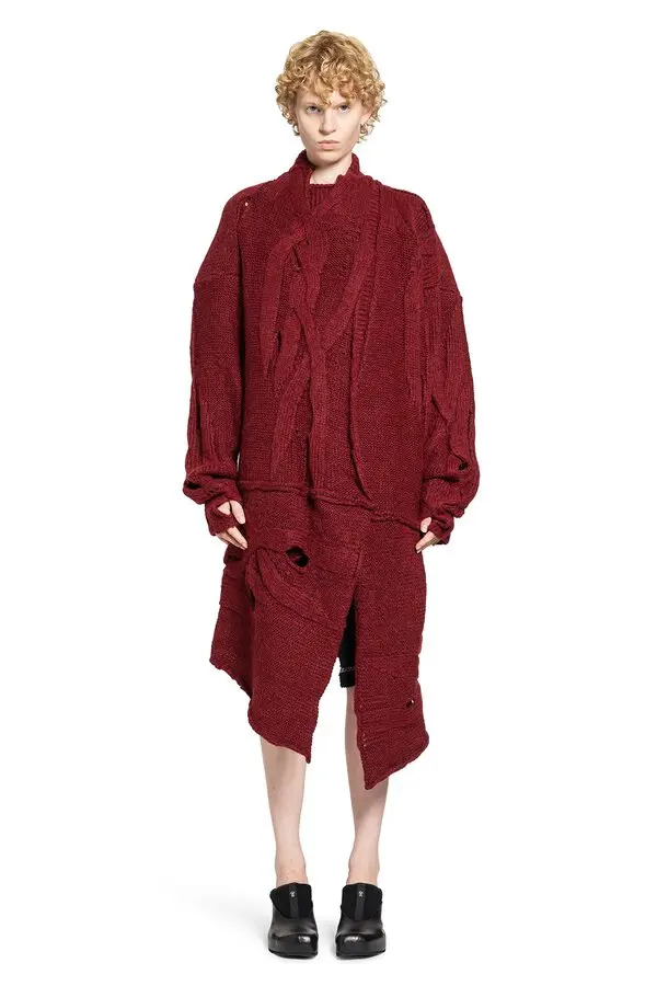 HALOS Alpaca Wool Cable Knit Distressed Coat
